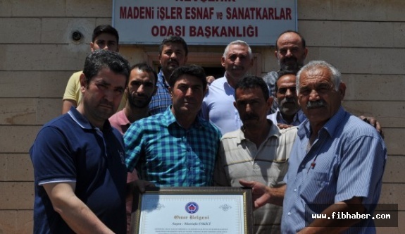Madeni işler odasından örnek esnafa onur belgesi - FİB HABER, Nevşehir ...